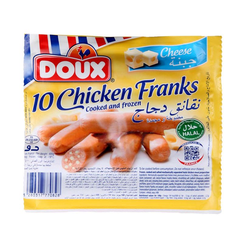 Doux Chicken Franks Cheese 400g