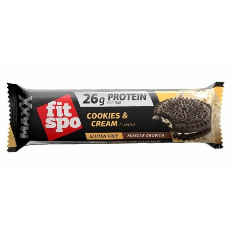 Fit Spo Maxx Protein Bar Cookies & Cream Gluten Free 26g
