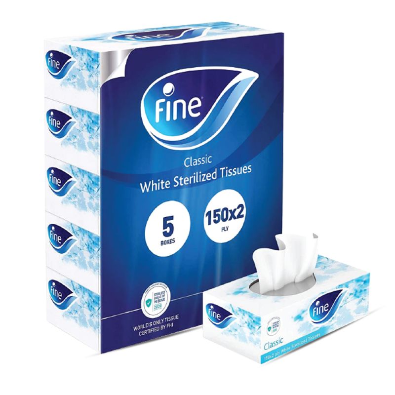 Fine Face Tissue 5 Boxes 150x2Ply
