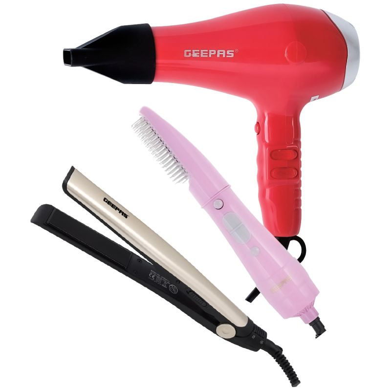 Geepas Set Hair Dryer Straightner Styler GH713 GH8078 GHS8601
